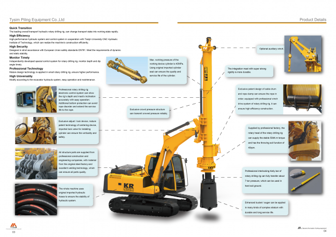48M / Min Main Winch Line Speed Small Rotary Piling Rig , Pile Driver ...