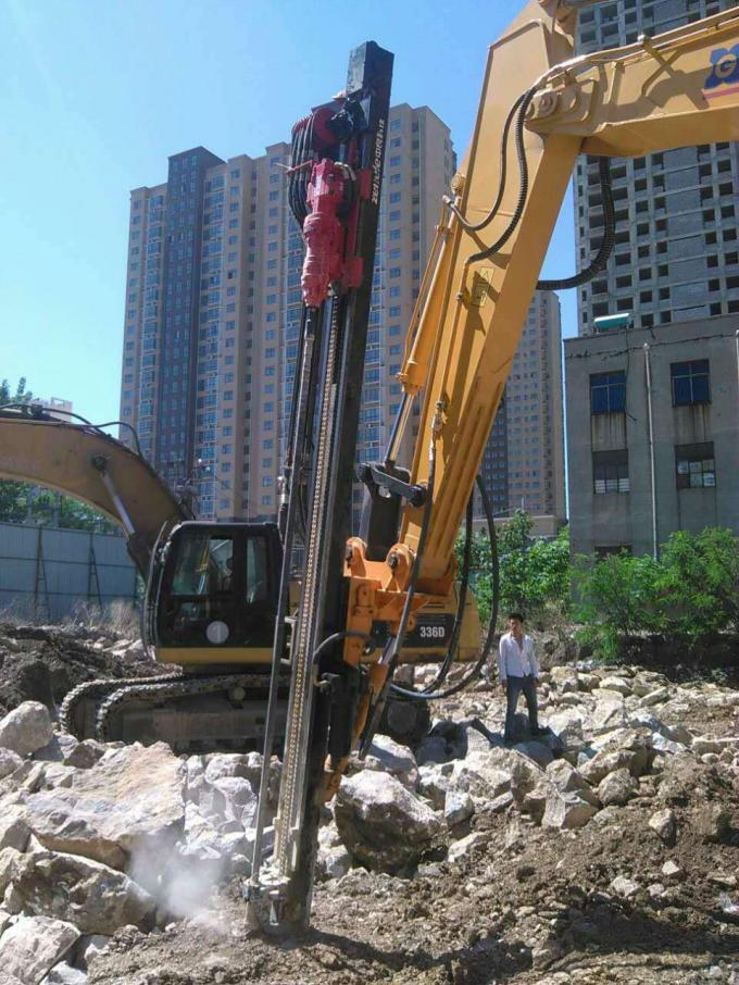 Excavator Mounted Hard 12 M Rock Drilling Rig