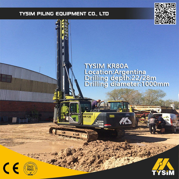 TYSIM KR80A Piling Rig Machine 22m Interlocking Kelly Bar Diameter 1000mm